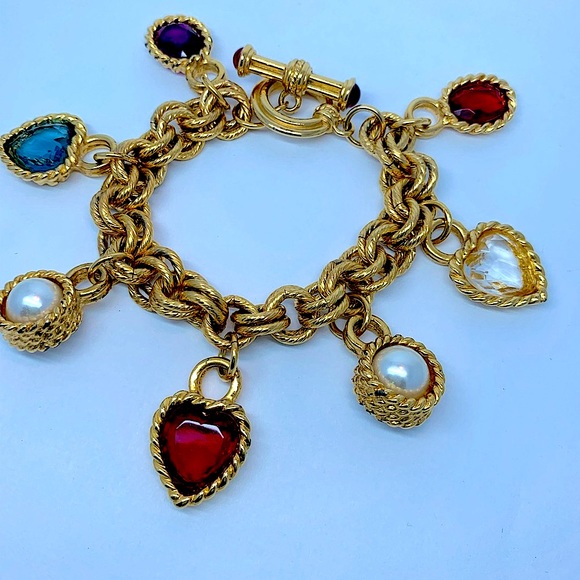 Givenchy | Jewelry | Vintage 9s Givenchy Goldtone Gripoix Glass Charm ...